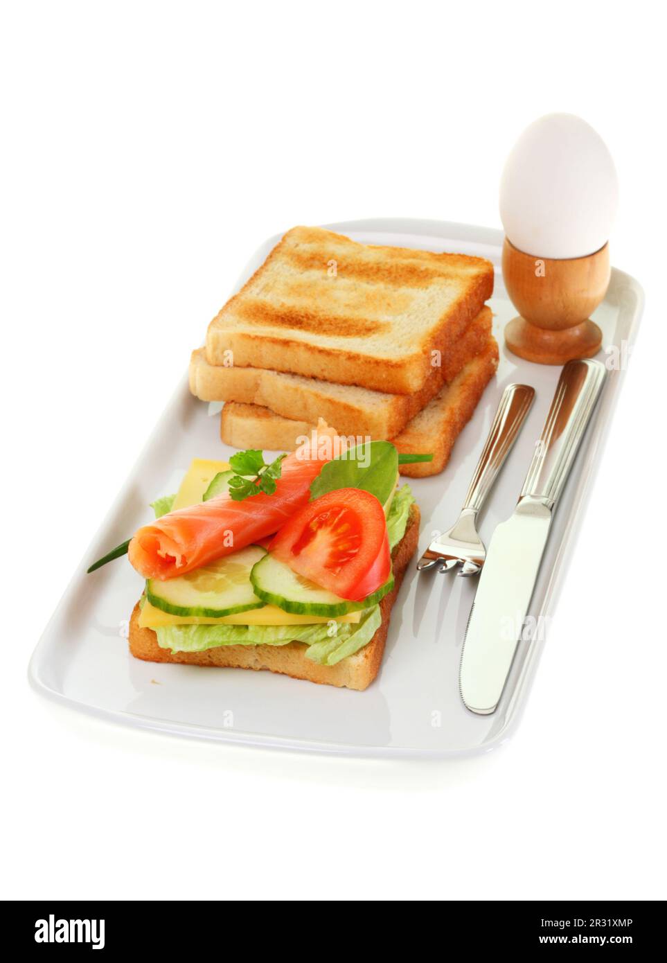 Bread cheese salmon breakfast Cut Out Stock Images & Pictures - Alamy