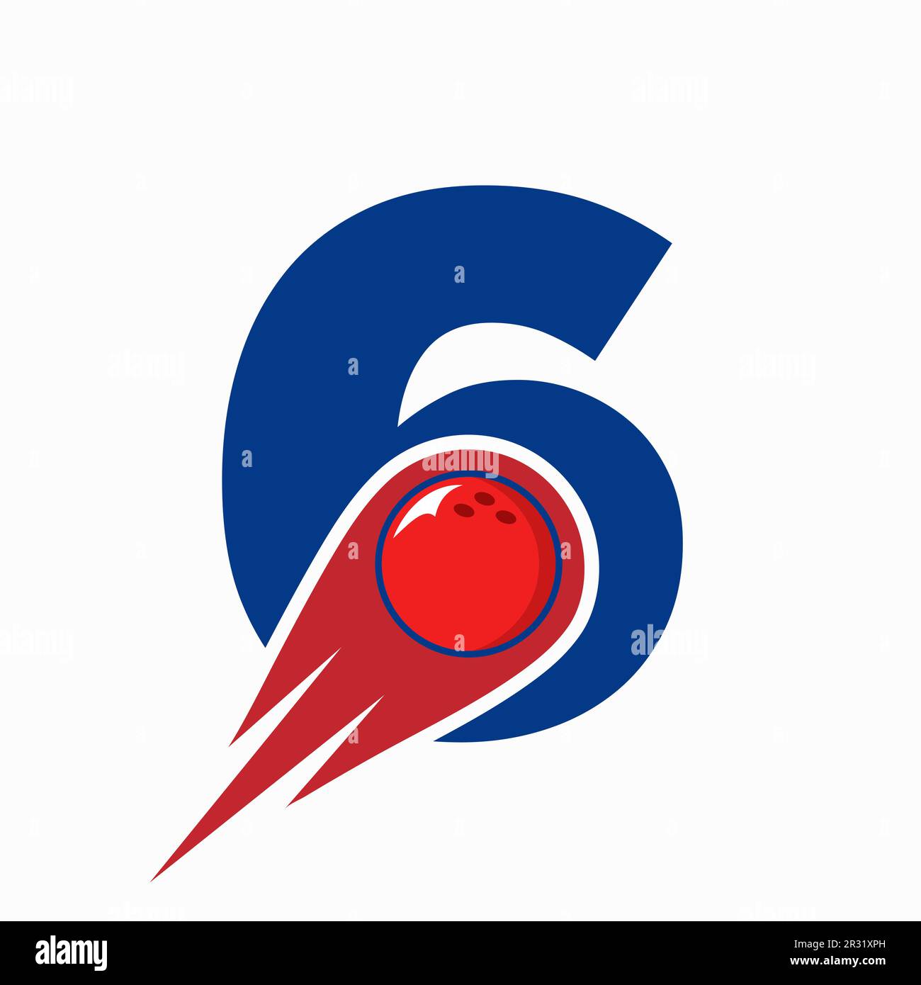Letter 6 Bowling Logo. Bowling Ball Symbol With Red Moving Ball Icon ...