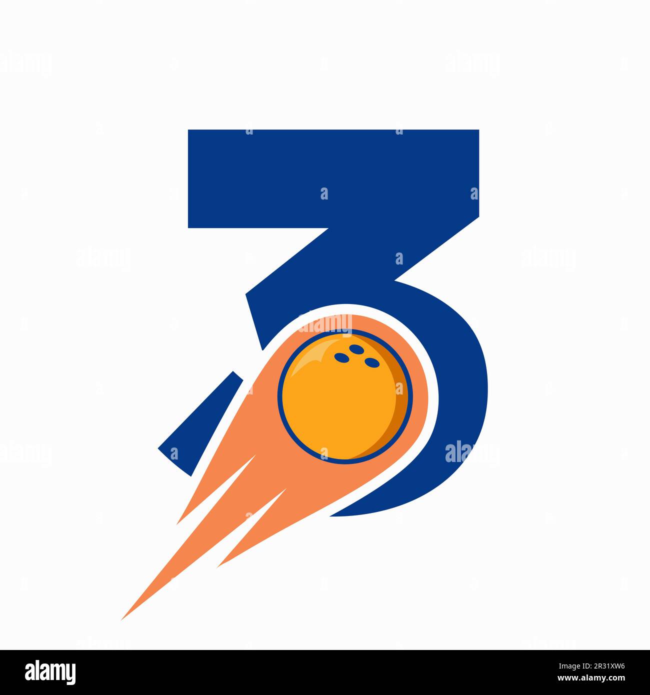 Letter 3 Bowling Logo. Bowling Ball Symbol With Red Moving Ball Icon ...