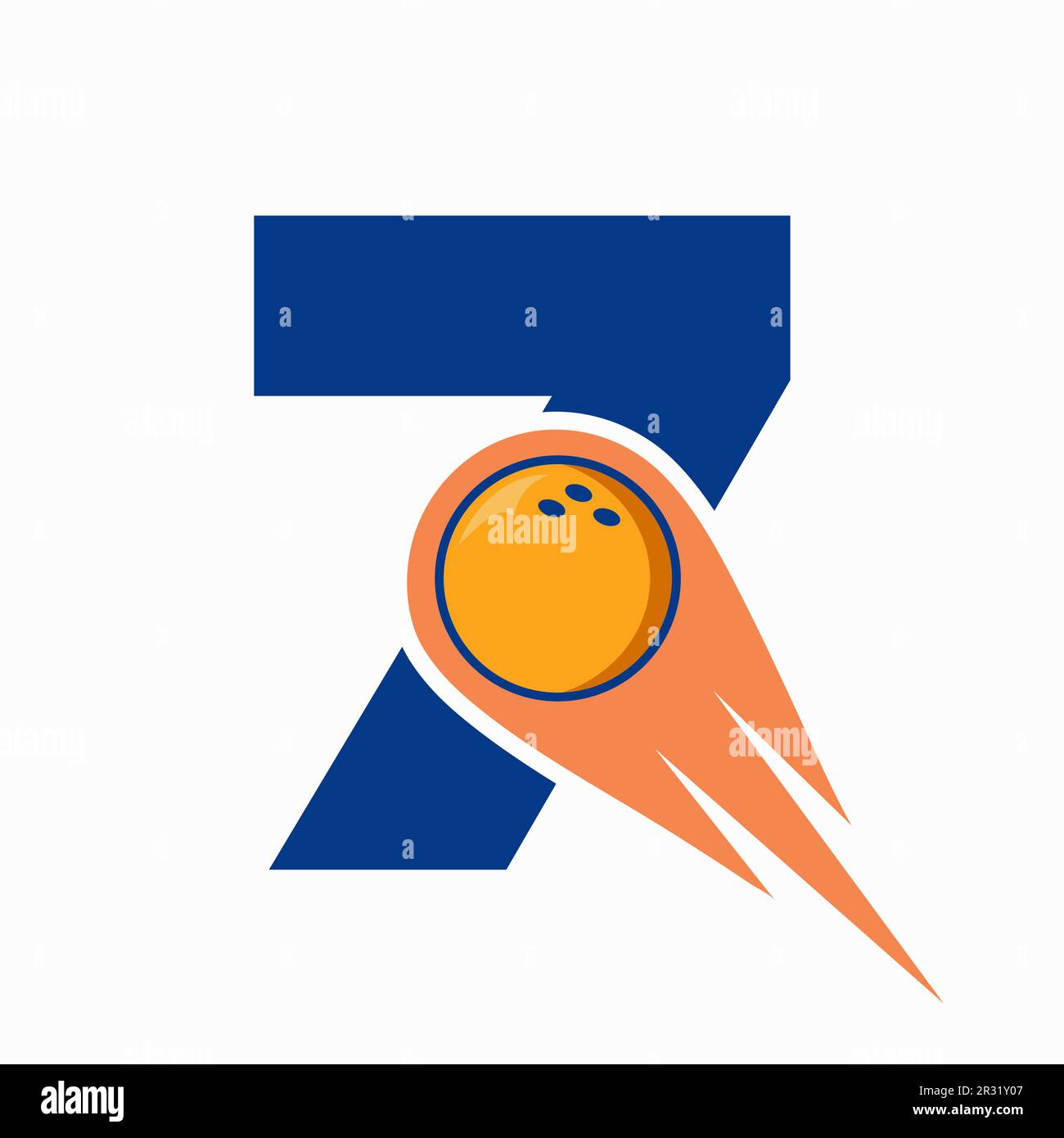 Letter 7 Bowling Logo. Bowling Ball Symbol With Red Moving Ball Icon ...