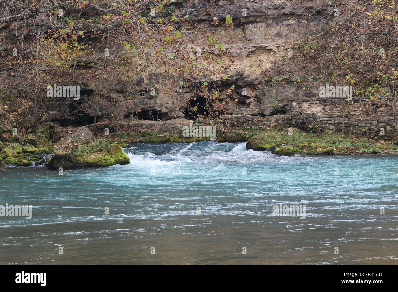 source of the river with blue water at the Ozark National Scenic ...