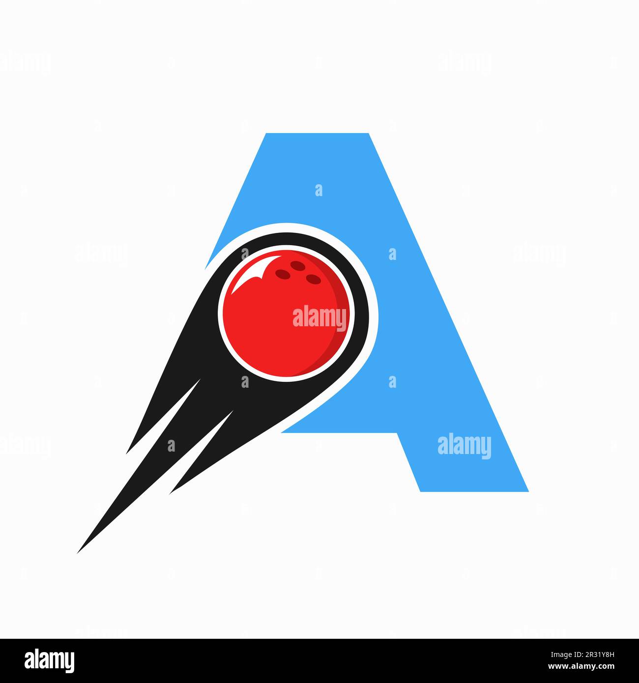 Letter A Bowling Logo. Bowling Ball Symbol With Red Moving Ball Icon ...