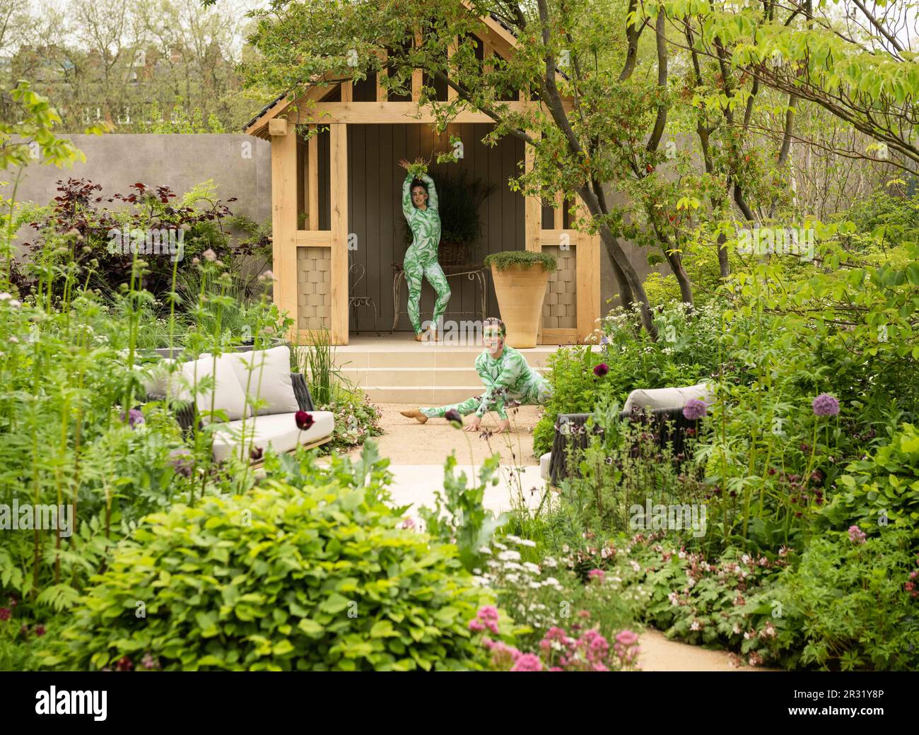 EDITORIAL USE ONLY Contortionist duo Phoebe Grove and Ryan Yeomans perform at the RBC Brewin ...