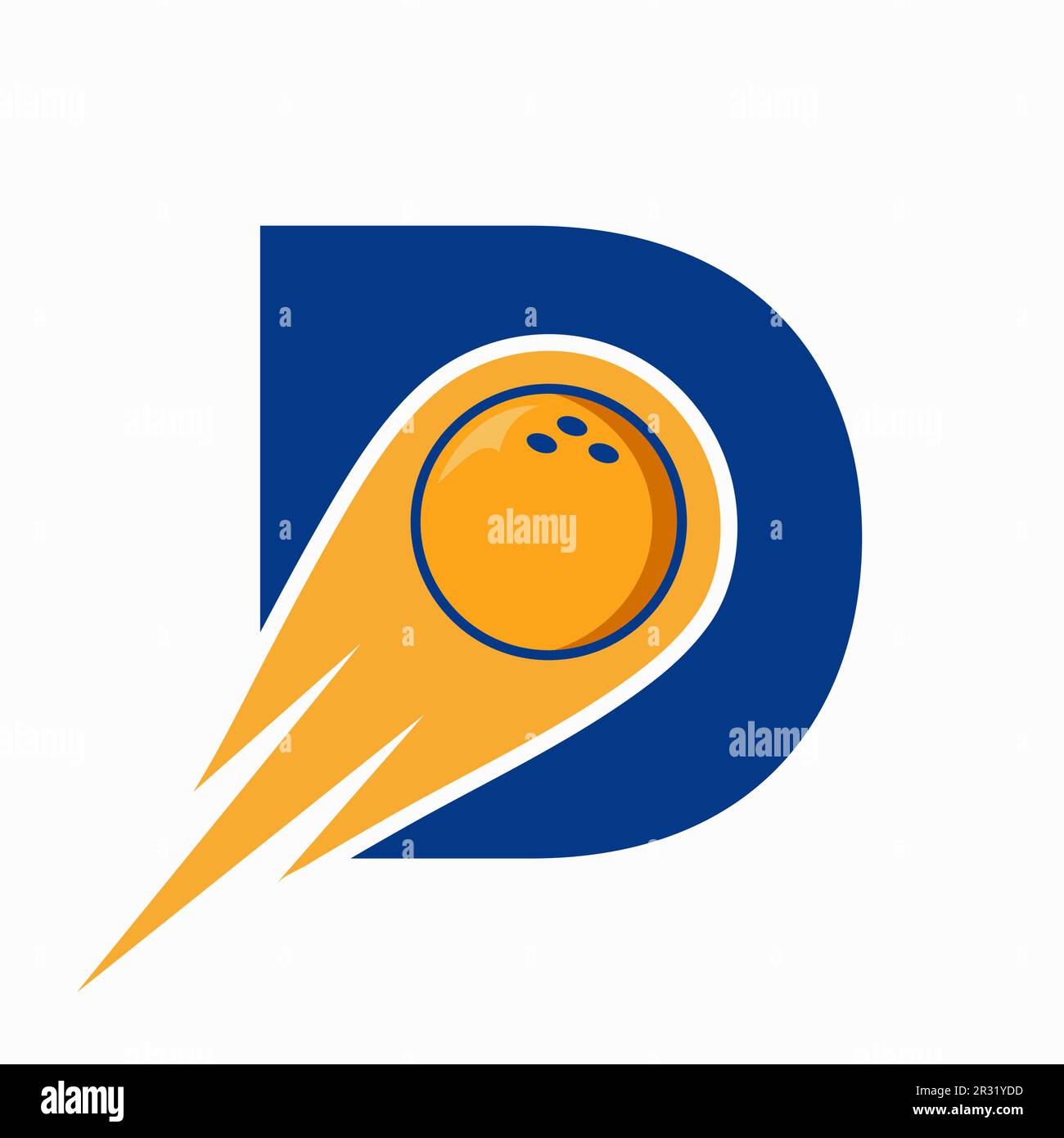 Letter D Bowling Logo. Bowling Ball Symbol With Red Moving Ball Icon ...