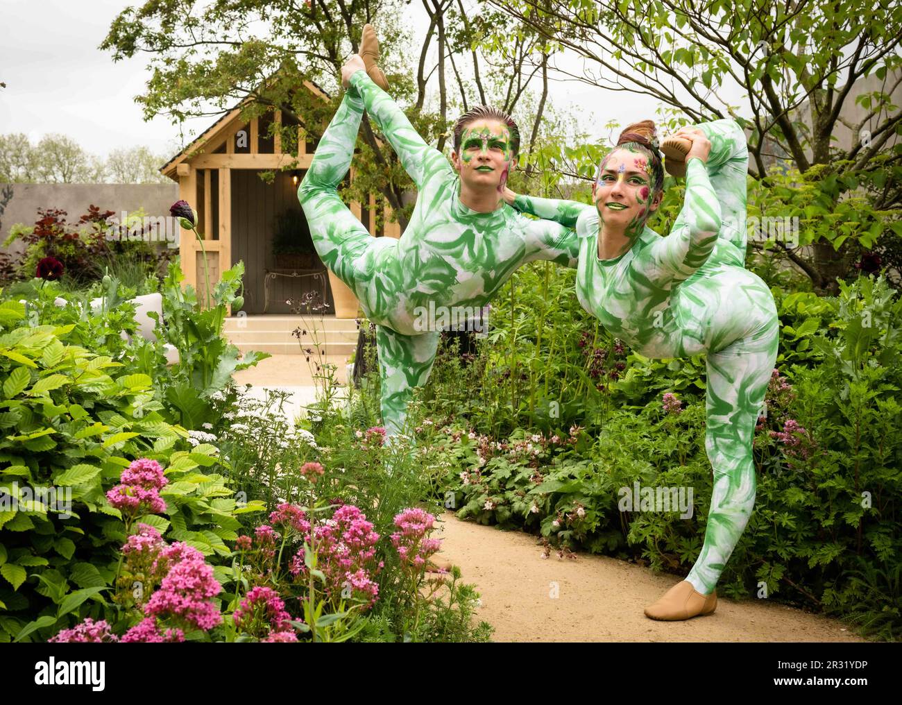 EDITORIAL USE ONLY Contortionist duo Phoebe Grove and Ryan Yeomans perform at the RBC Brewin ...