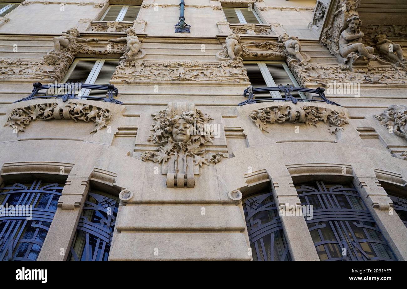 Italian Liberty architecture in Milan, Casa Guazzoni building, Via ...