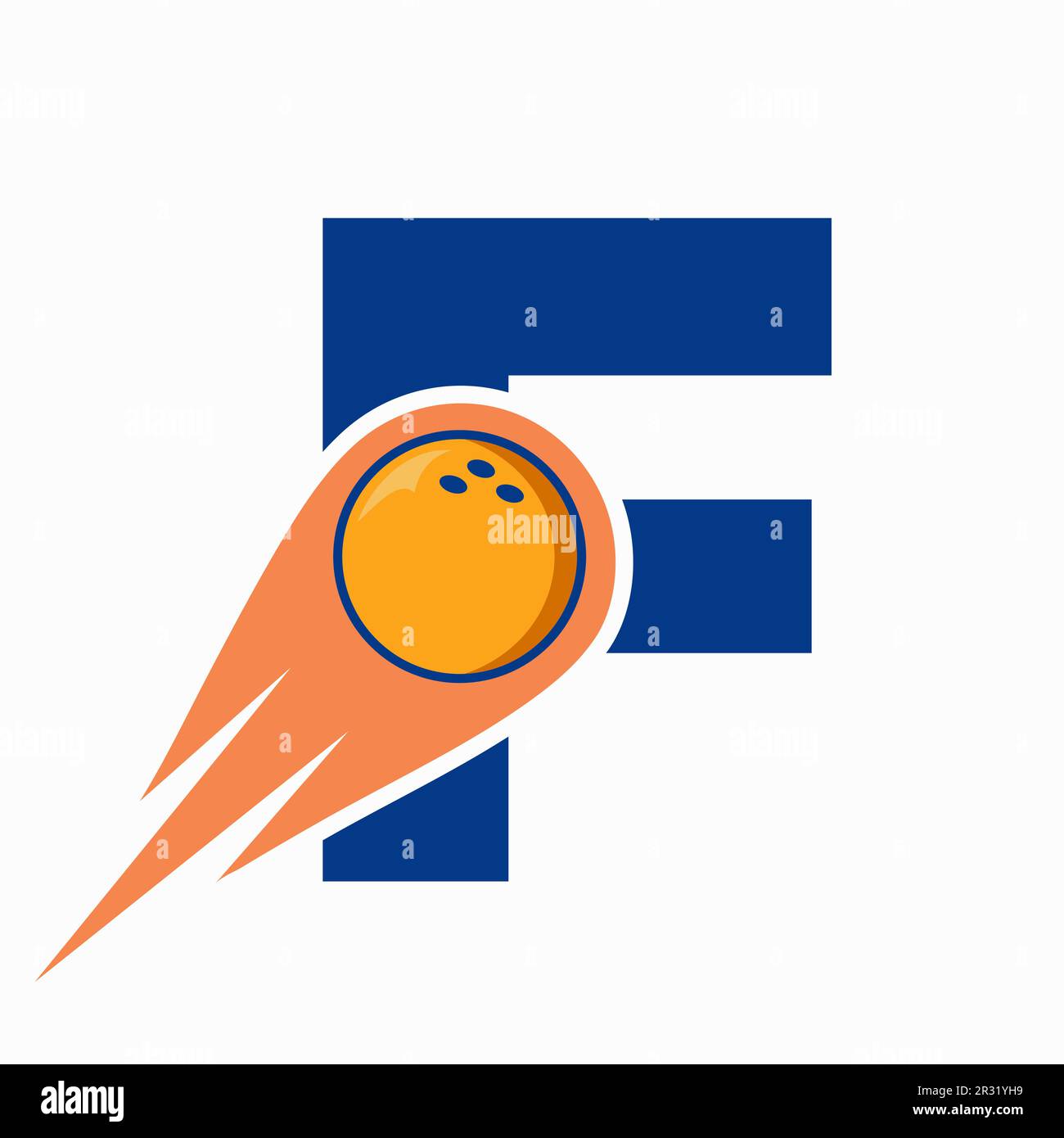 Letter F Bowling Logo. Bowling Ball Symbol With Red Moving Ball Icon ...