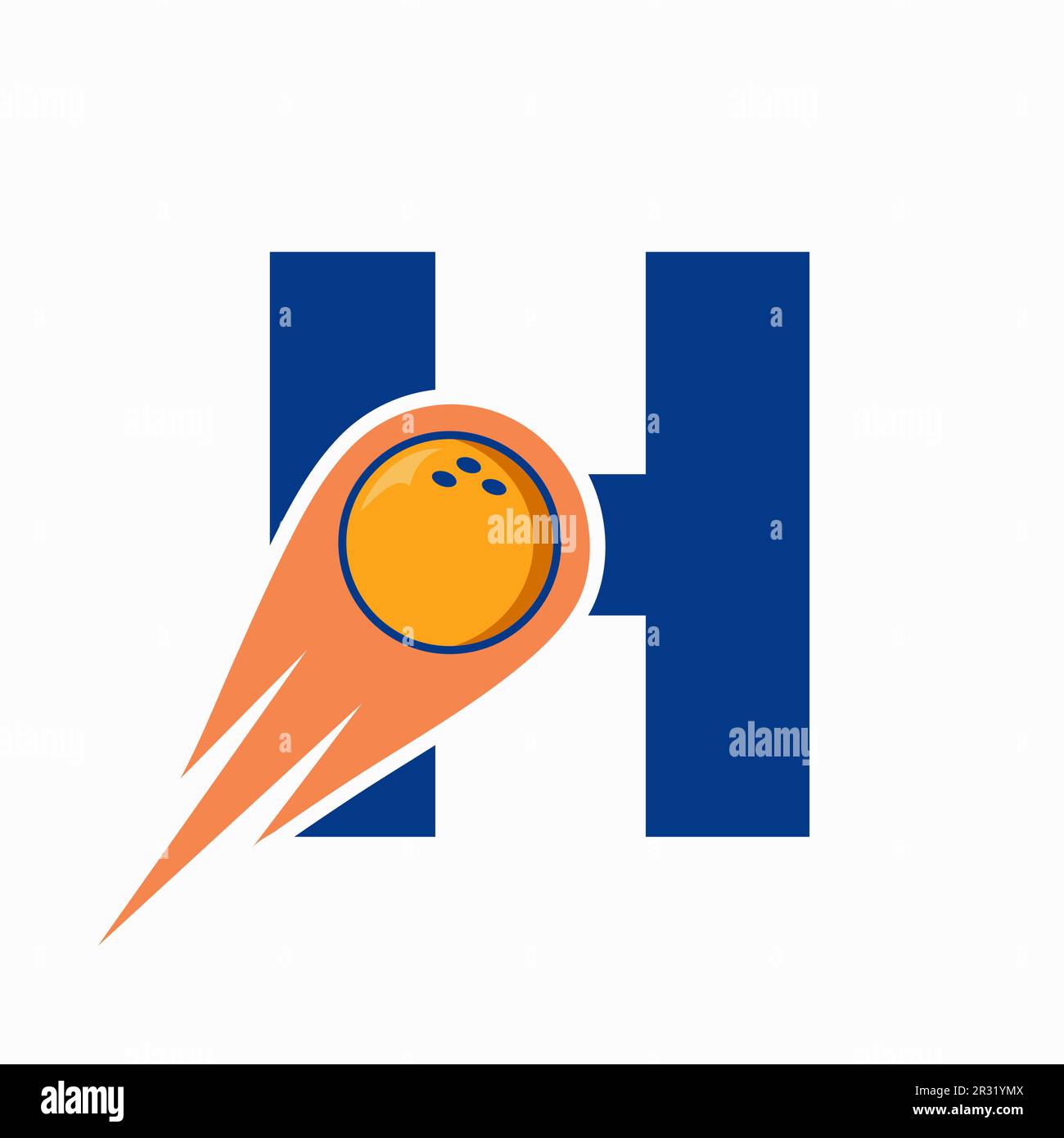 Letter H Bowling Logo. Bowling Ball Symbol With Red Moving Ball Icon ...