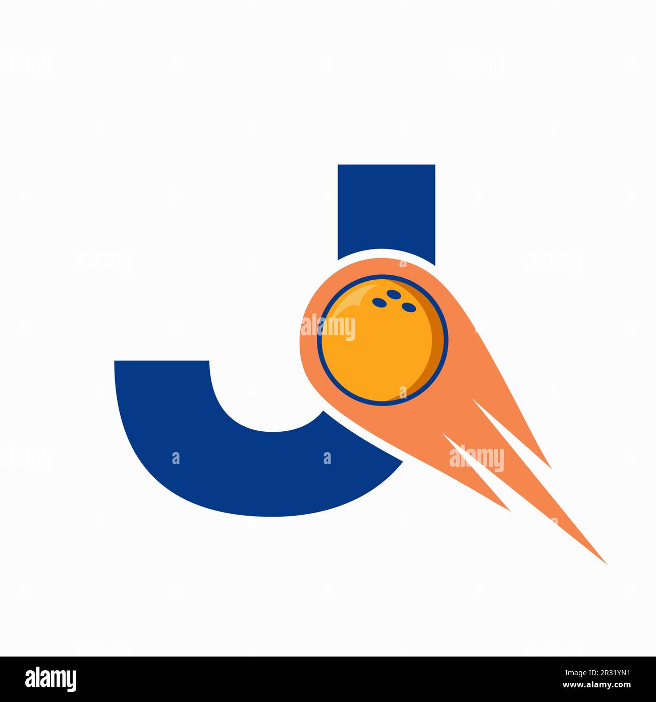 Letter J Bowling Logo. Bowling Ball Symbol With Red Moving Ball Icon ...
