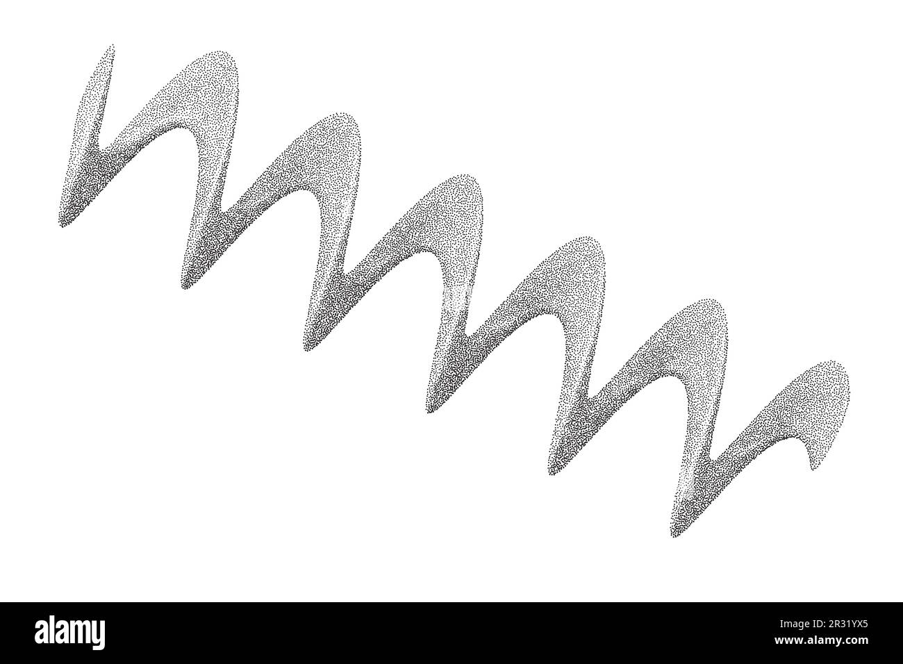 Grainy spring with noise texture. Dotted stipple curve spiral isolated ...