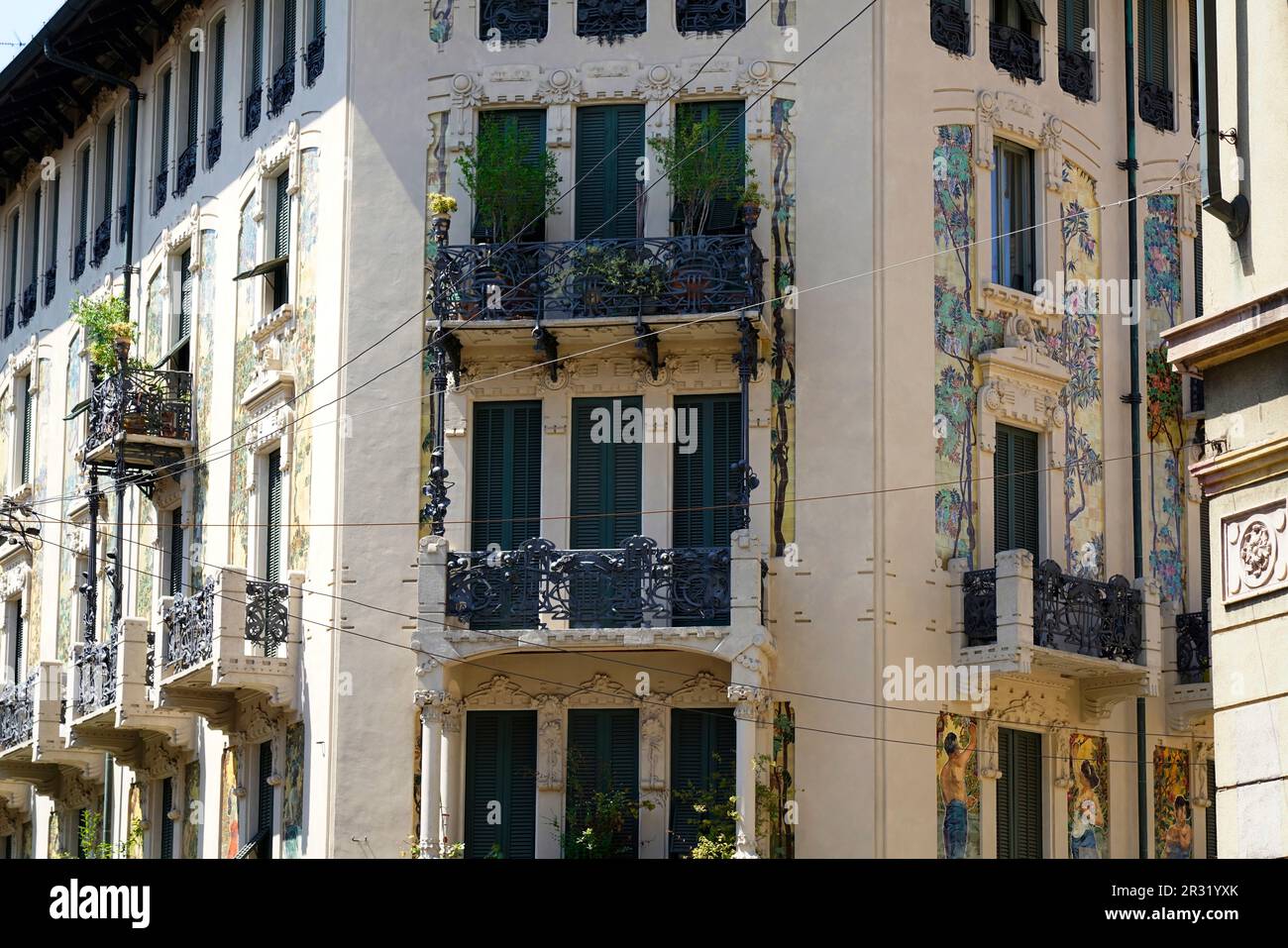 Italian Liberty architecture in Milan, Casa Galimberti building, Via ...