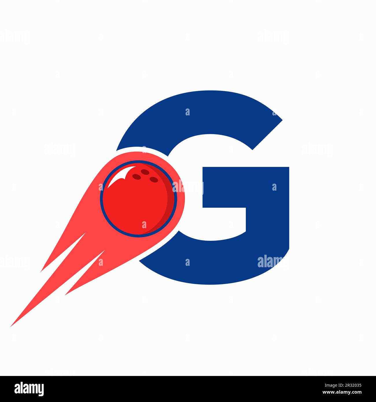 Letter G Bowling Logo. Bowling Ball Symbol With Red Moving Ball Icon ...