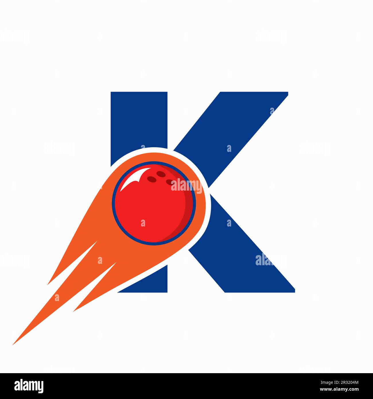Letter K Bowling Logo. Bowling Ball Symbol With Red Moving Ball Icon ...