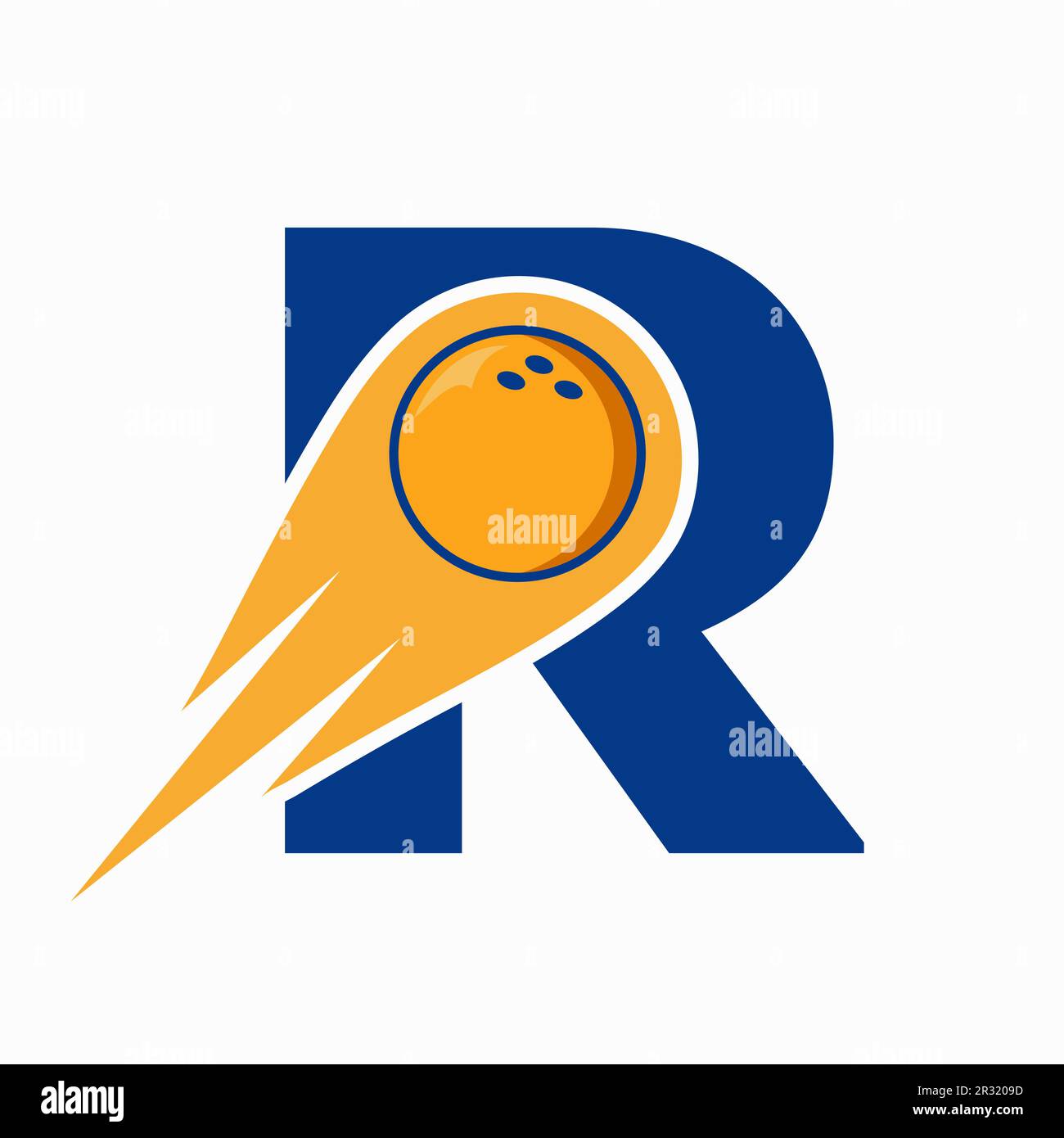 Letter R Bowling Logo. Bowling Ball Symbol With Red Moving Ball Icon ...