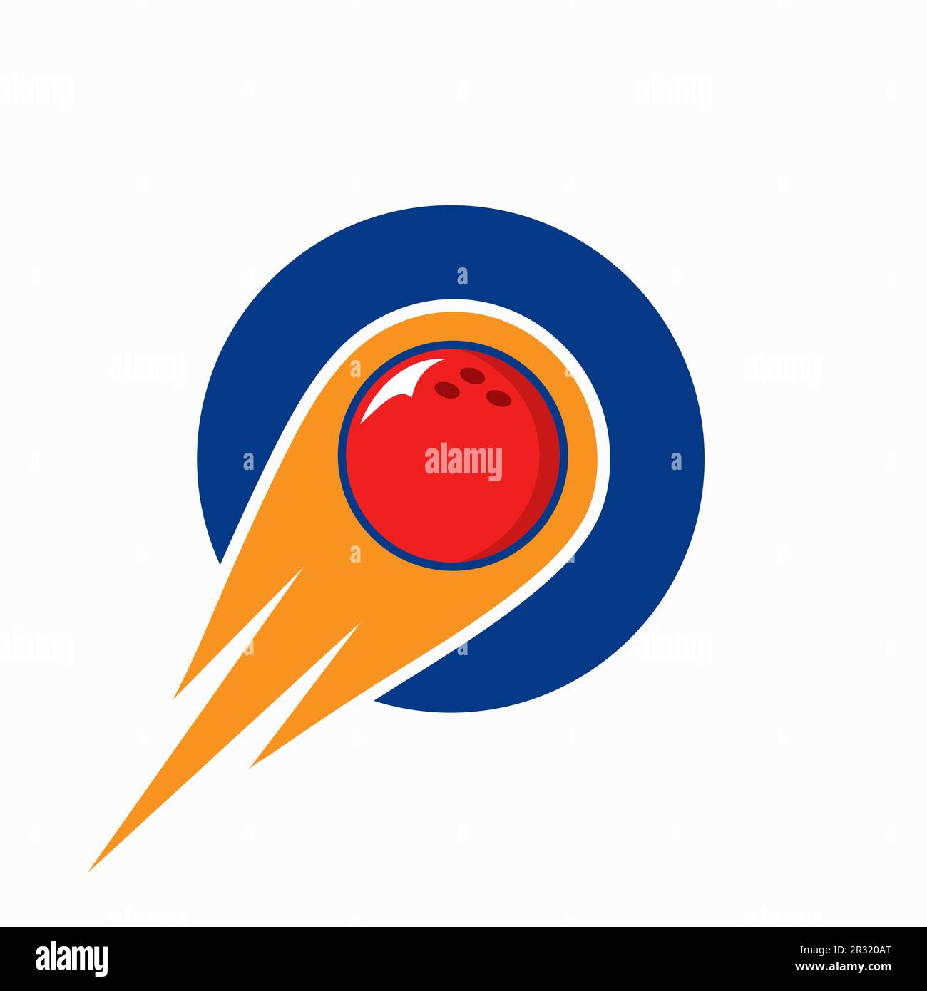 Letter O Bowling Logo. Bowling Ball Symbol With Red Moving Ball Icon ...