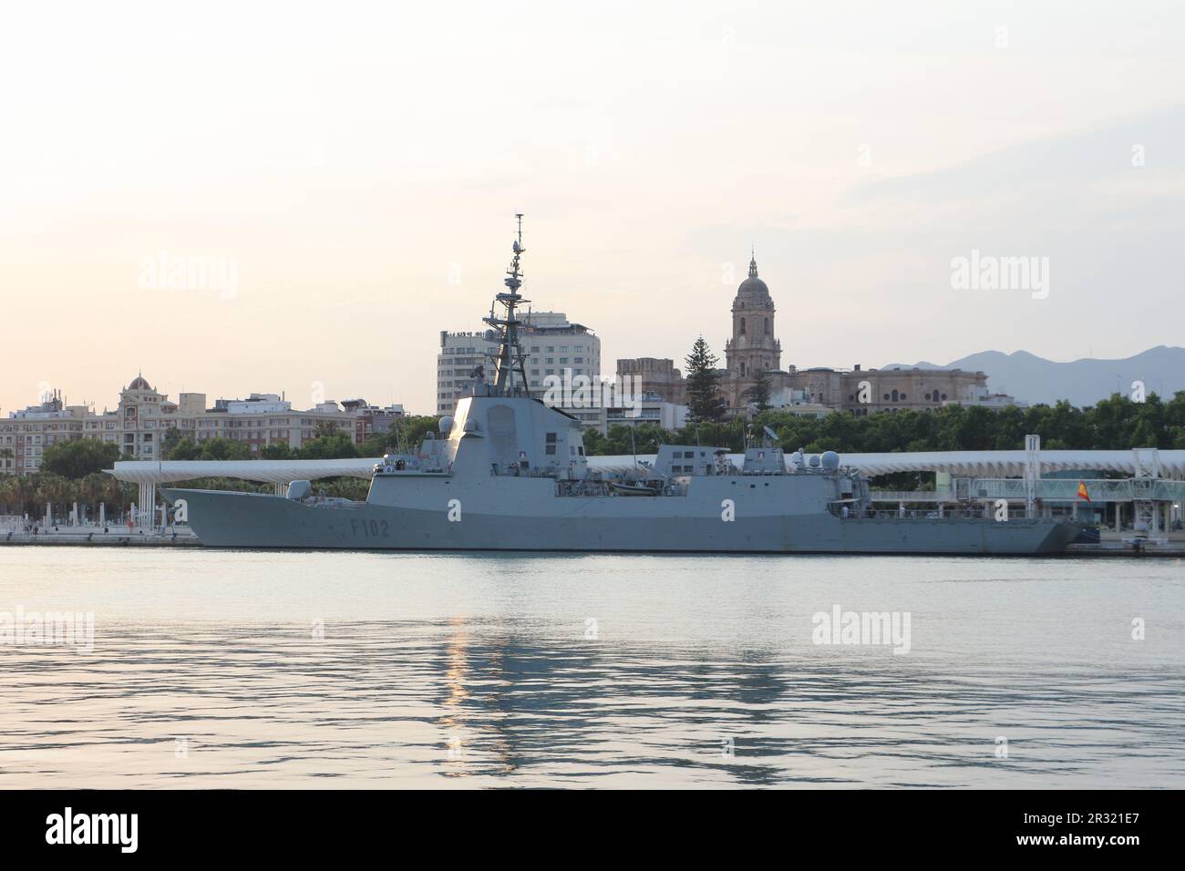 Spanish navy frigate Almirante Juán de Borbón (F-102). Port of Málaga ...