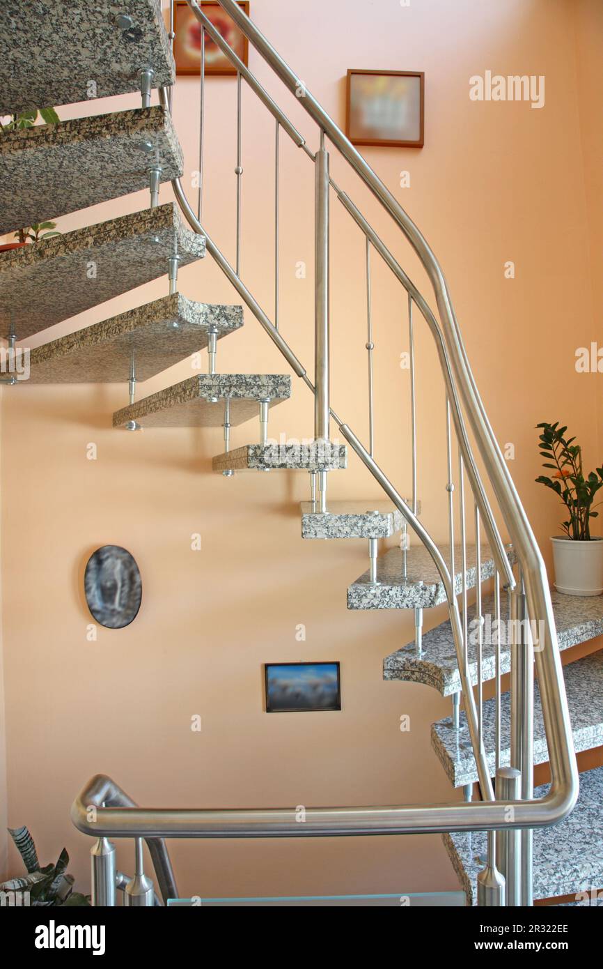 Interior house hall iron staircase hi-res stock photography and images - Alamy