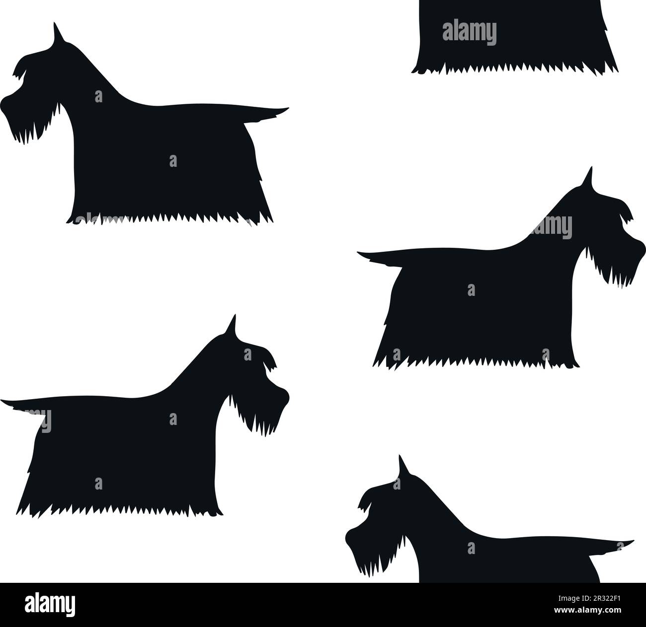 Vector seamless pattern of hand drawn Scottish terrier dog silhouette ...