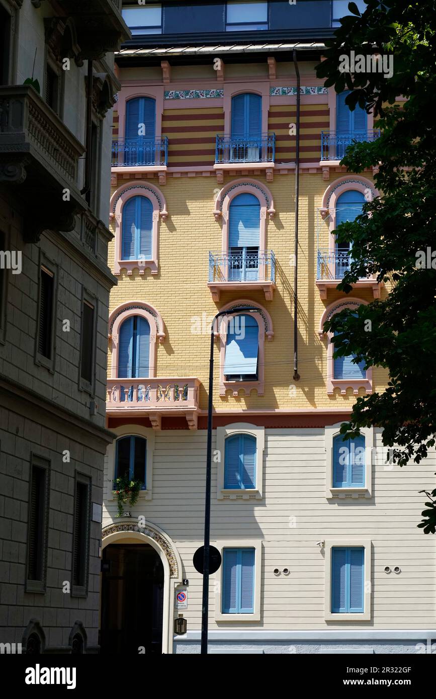 Italian Liberty architecture in Milan, Lombardy, Italy, Europe Stock ...