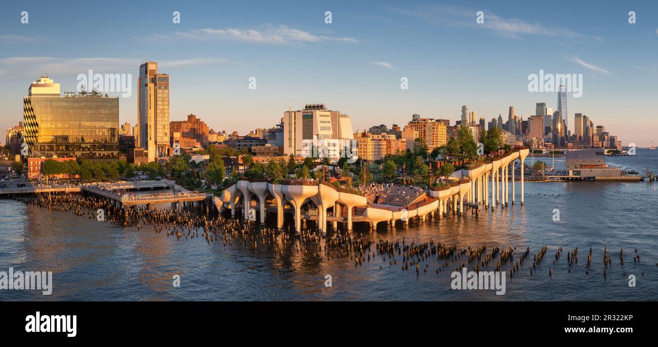Little Island an artificial island in the Hudson River Park with ...