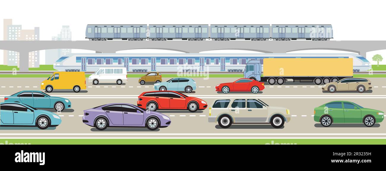 Highway and rail transport, illustration Stock Vector Image & Art - Alamy