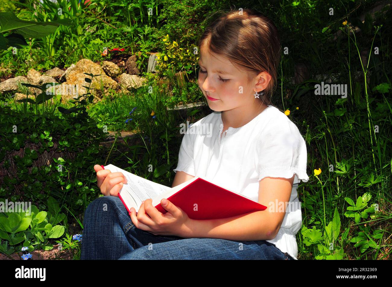 Girl reading a book Stock Photo - Alamy