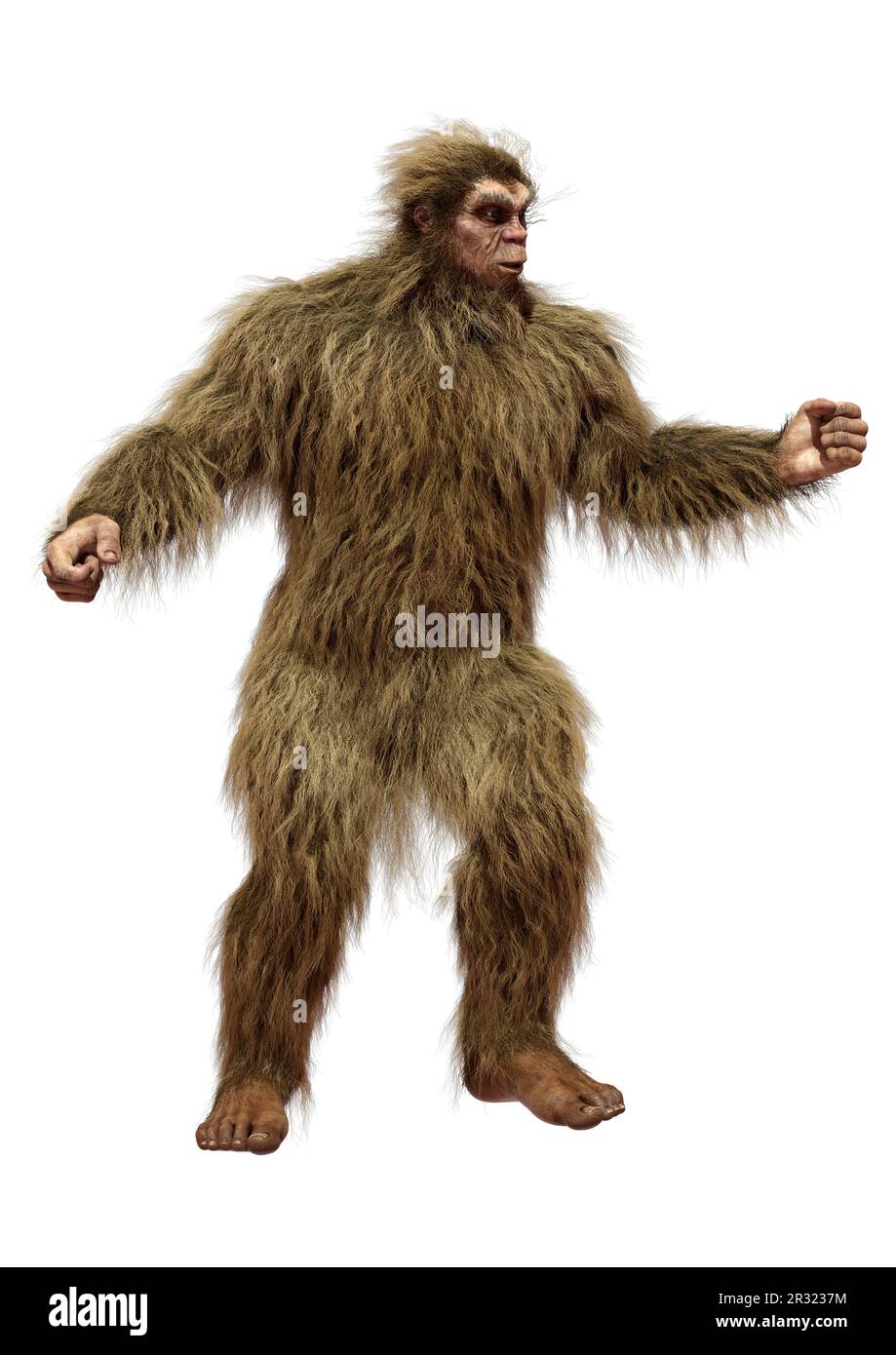 3D rendering of a Sasquatch or Bigfoot isolated on white background ...