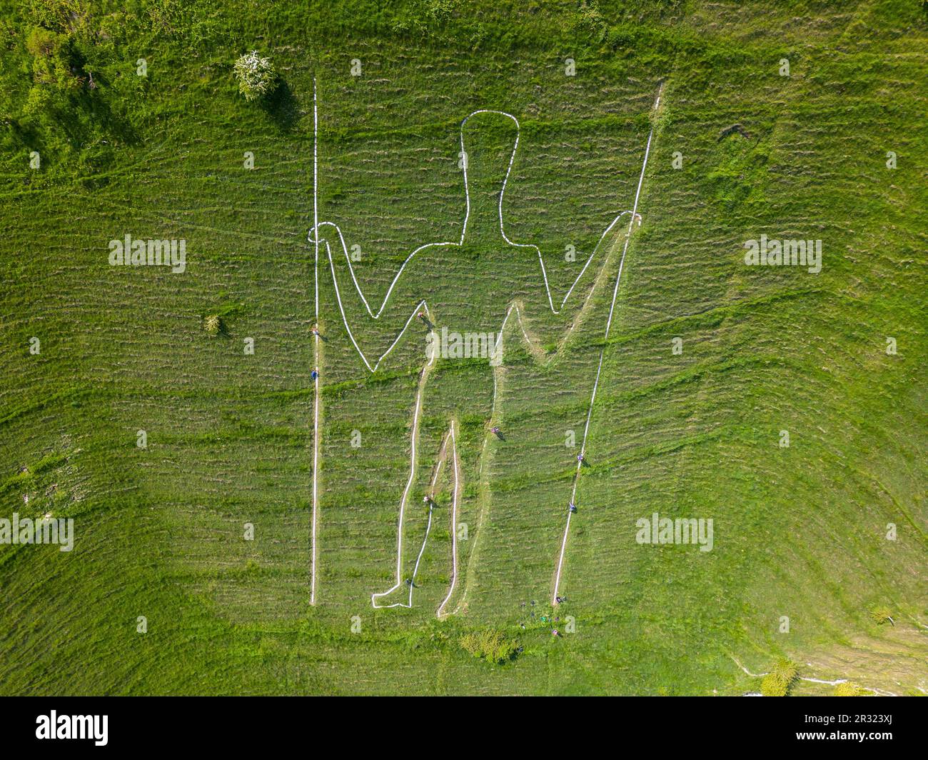 The long man of wilmington being striimmed by volunteers hi-res stock ...