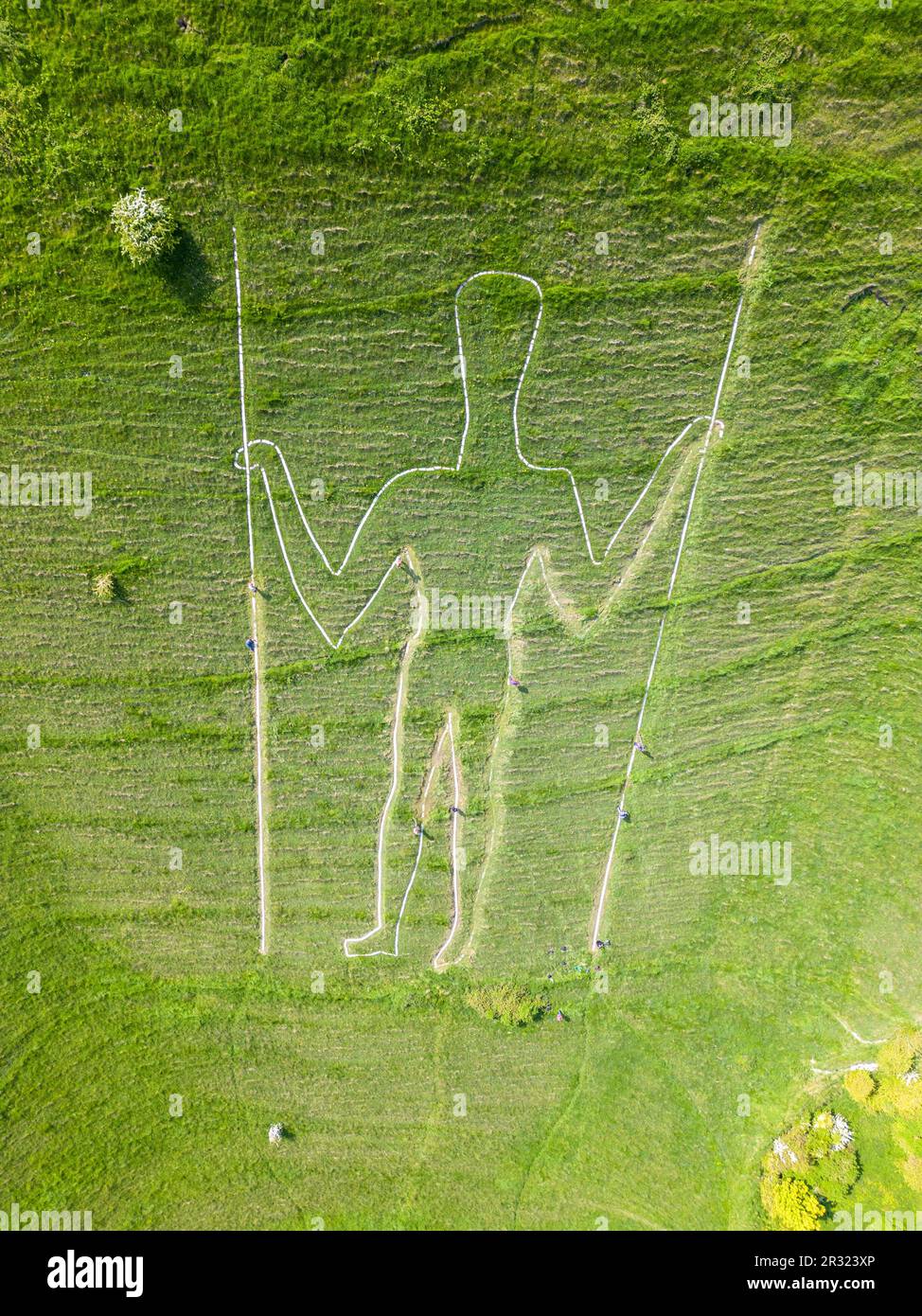 The long man of wilmington being striimmed by volunteers hi-res stock ...
