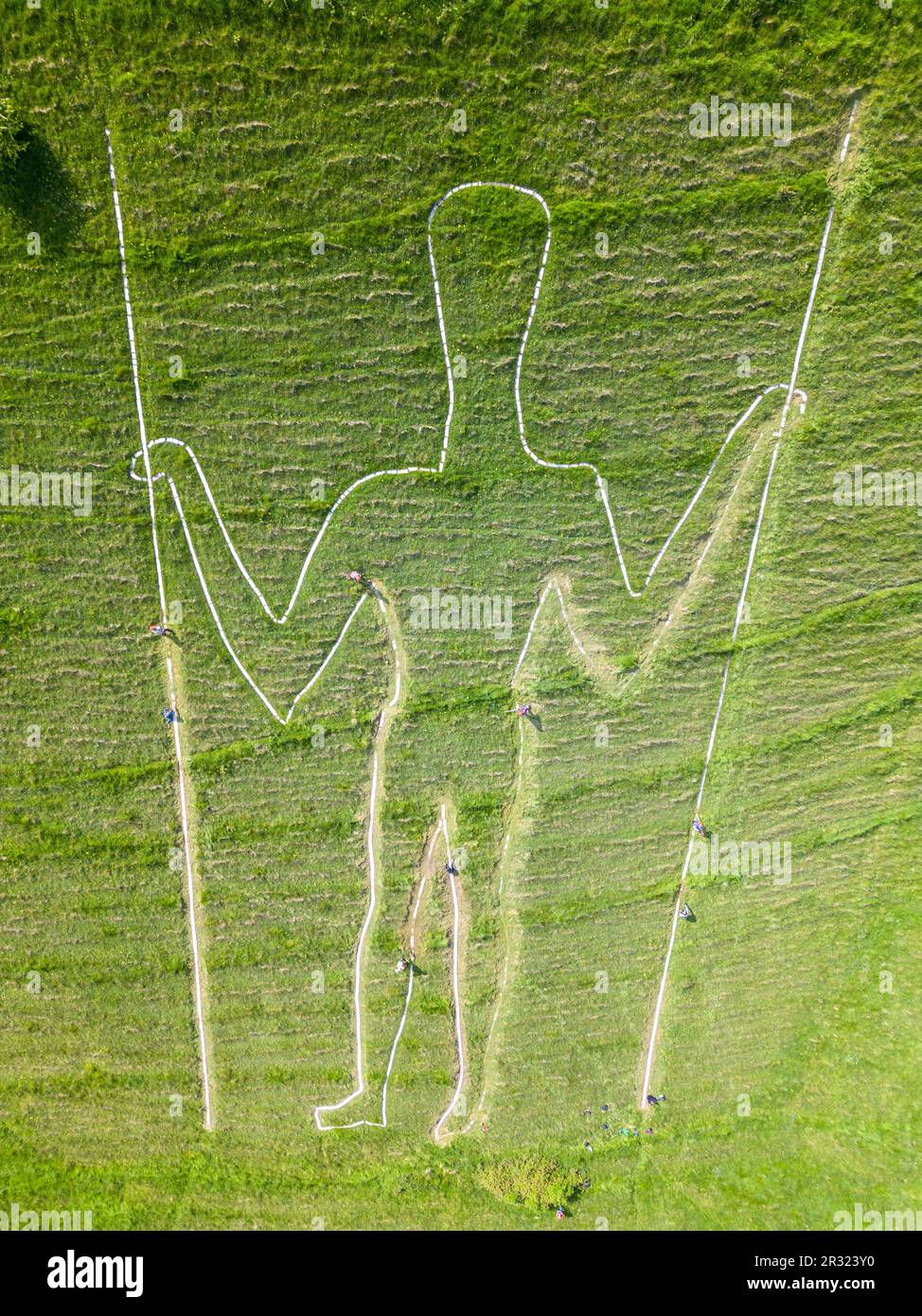 The long man of wilmington being striimmed by volunteers hi-res stock ...
