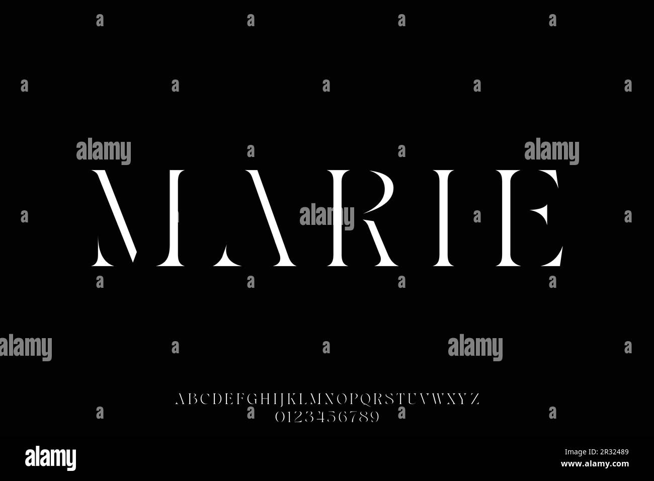 Abstract and elegant serif stencil type style font vector illustration ...