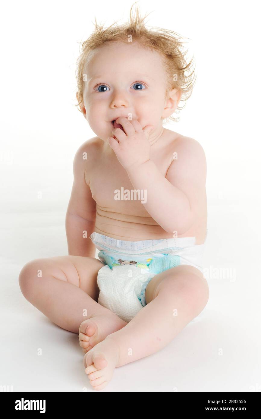 Baby in windel Stock Photo - Alamy
