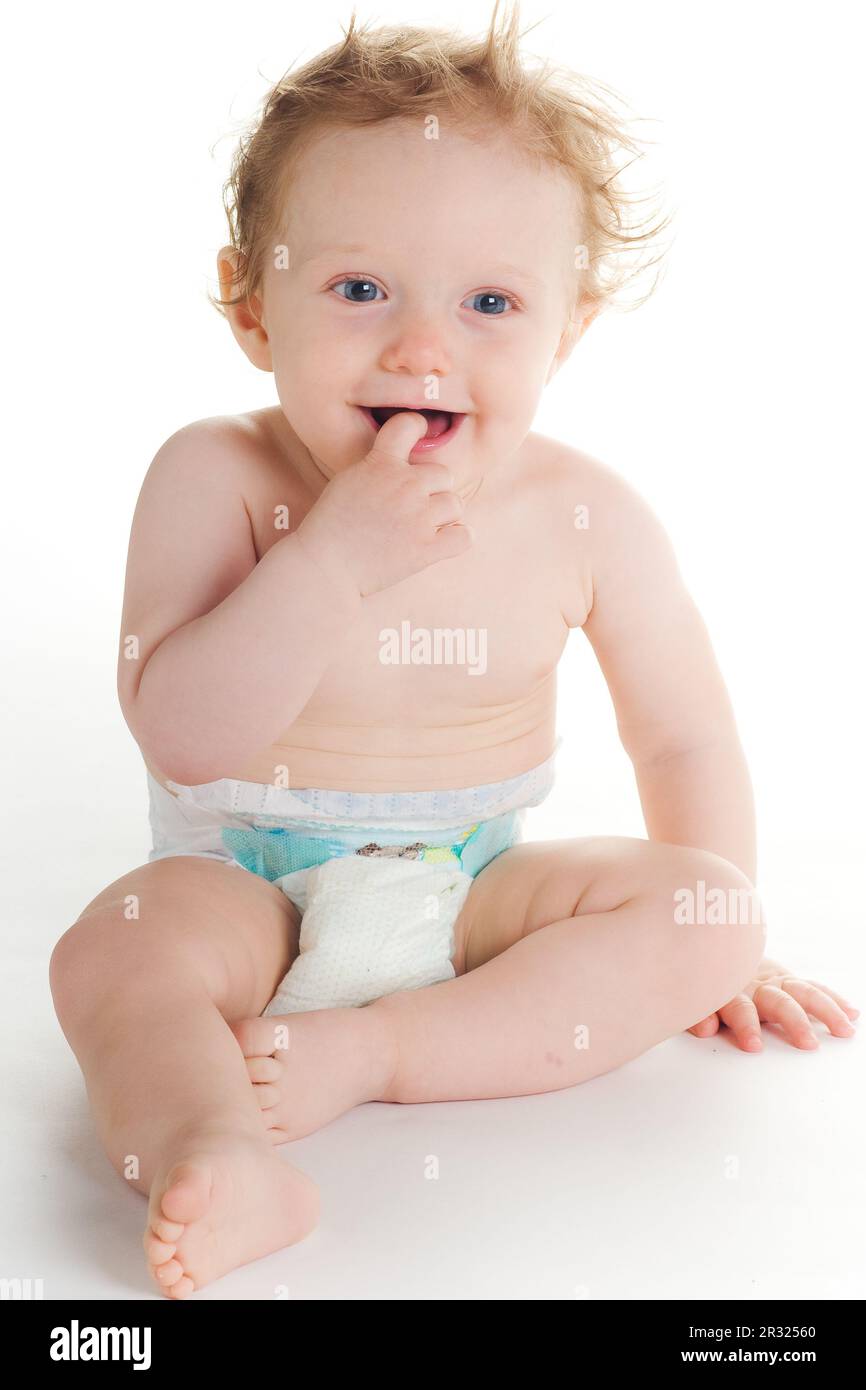 Baby in windel Stock Photo - Alamy