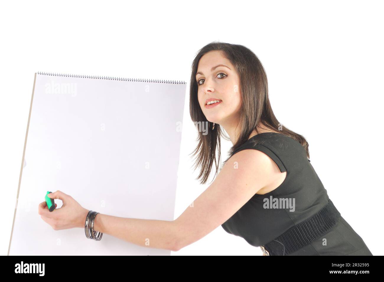 Business Woman with flip chart Stock Photo - Alamy