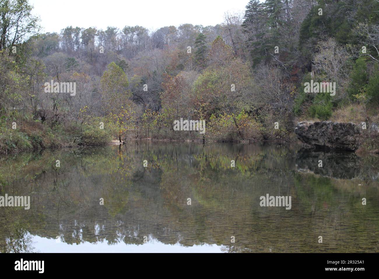 still water with reflections in the Ozark National Scenic Riverways ...