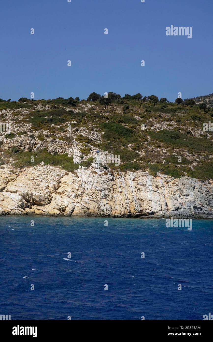 Coast of Agathonisi island, Southern Aegean Sea, Dodecanese Archipelago ...