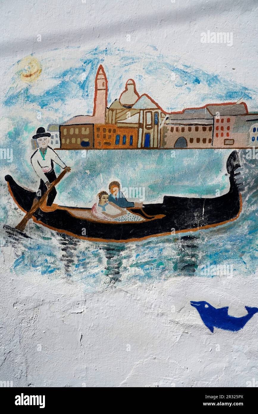 Blue street, Samos Pythagorion, Southern Aegean Sea, Dodecanese ...