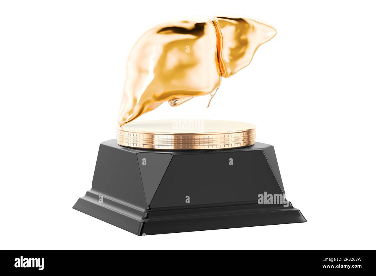 Healthy human liver golden award concept, 3D rendering isolated on ...
