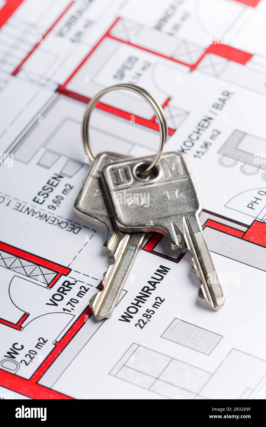 House plan with key Stock Photo - Alamy