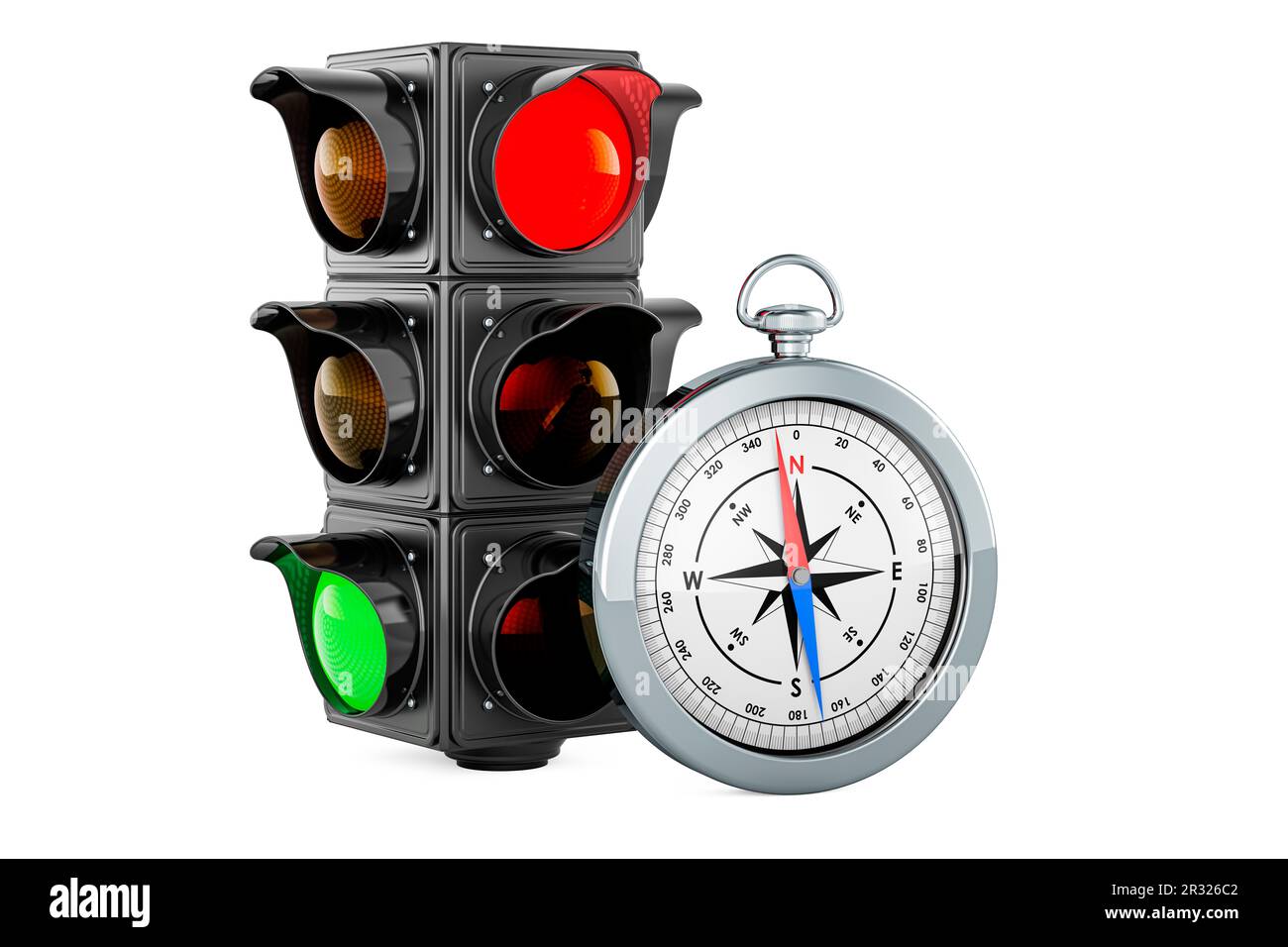 Traffic light with compass, 3D rendering isolated on white background Stock Photo - Alamy