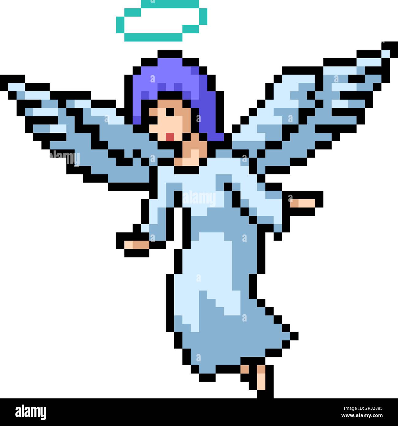 Pixel Art Of Angel Woman Fly Stock Vector Image And Art Alamy