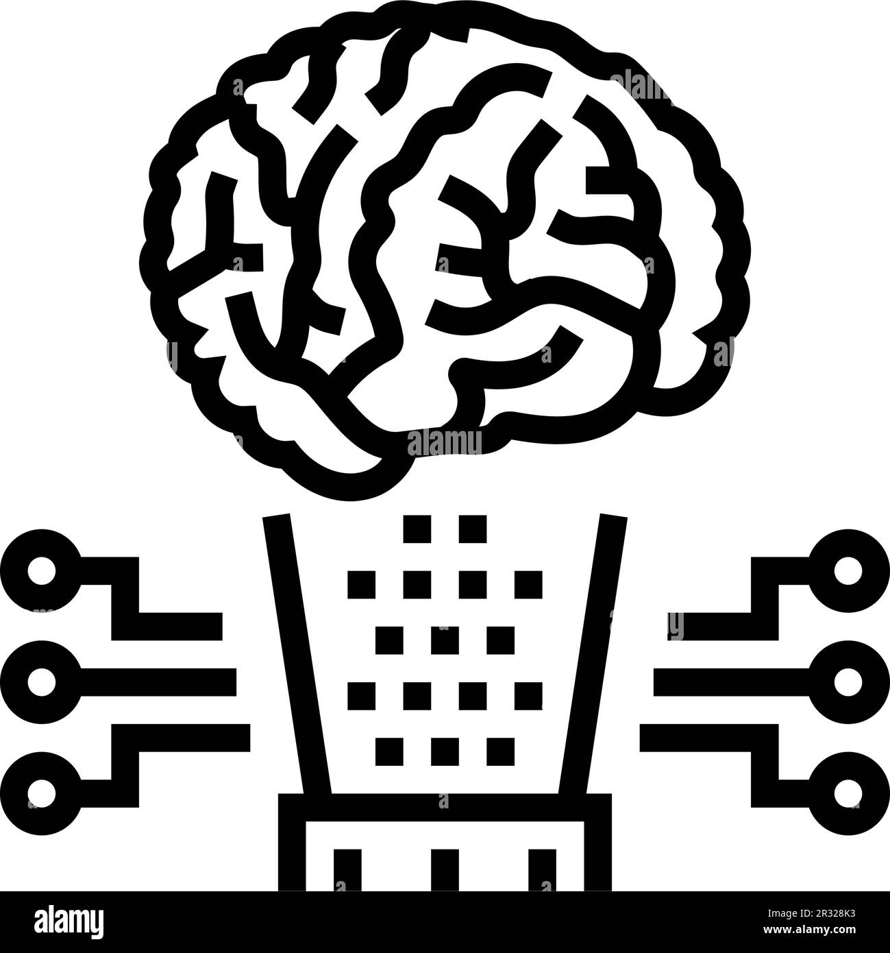human brain simulation future technology line icon vector illustration ...