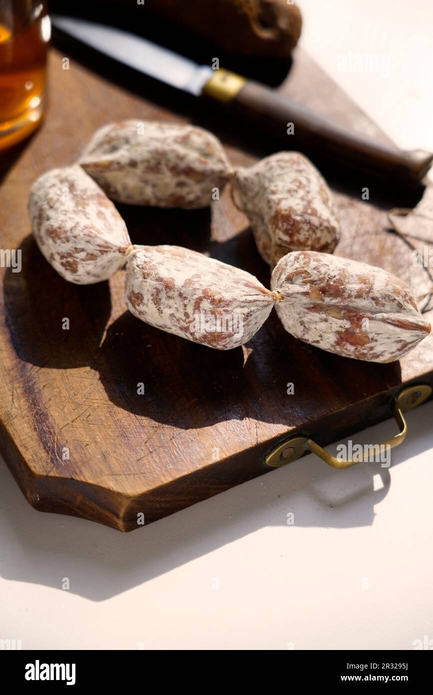 Traditional Italian salami called Cacciatorini, Milan, Lombardy, Italy ...