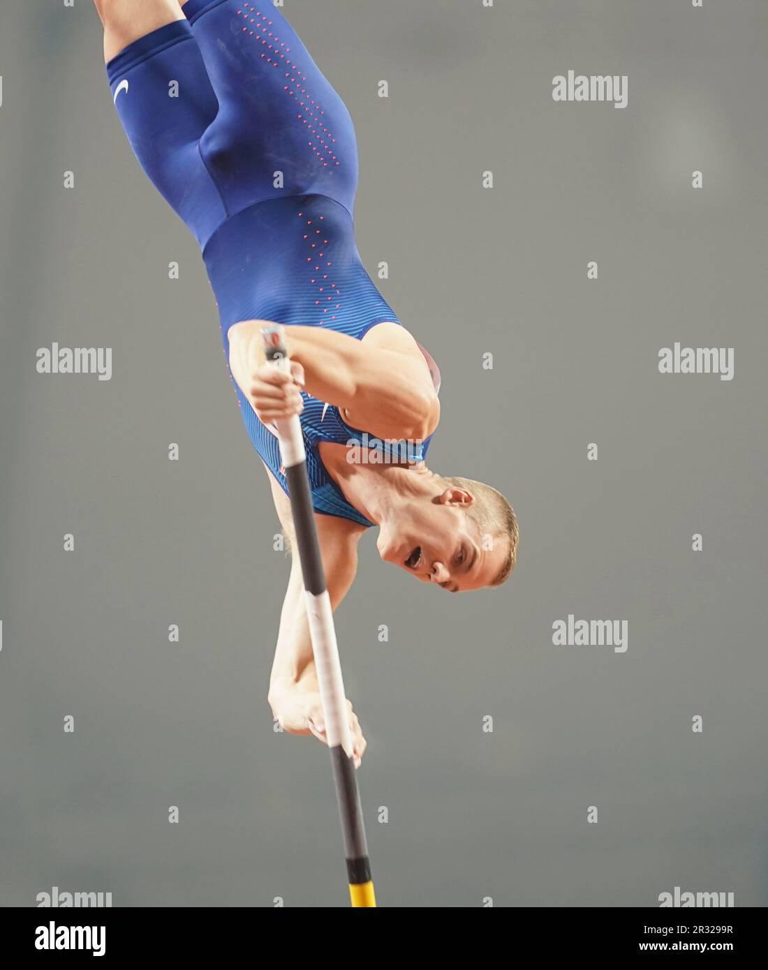 Sam Kendricks participating in the pole vault at the Doha 2019 World ...