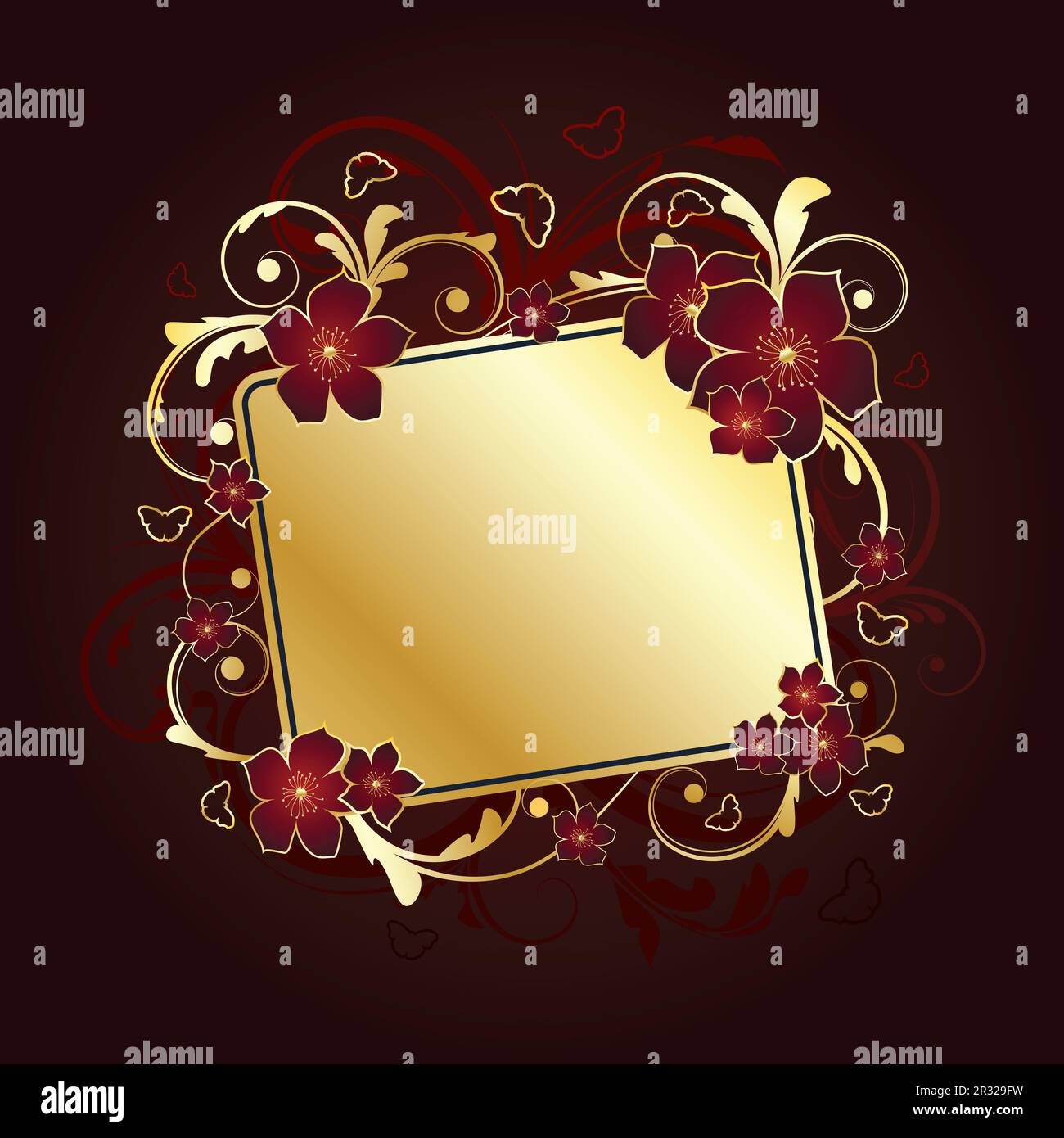 Golden floral frame Stock Photo - Alamy