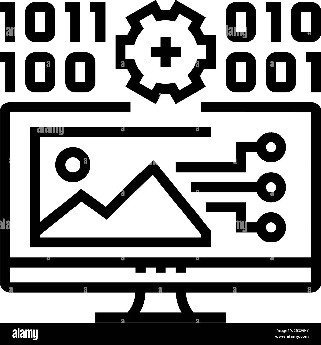 ai image generation future technology line icon vector illustration ...