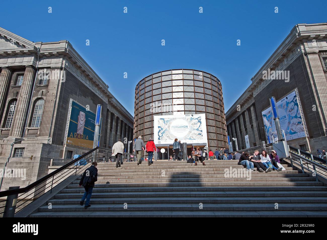 Berlin Museum Island / Pergamon Museum exterior view with main entrance ...