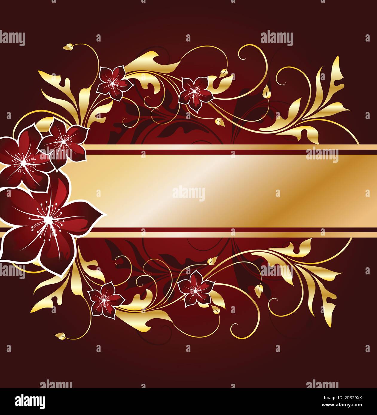 Golden floral frame with flowers Stock Photo - Alamy