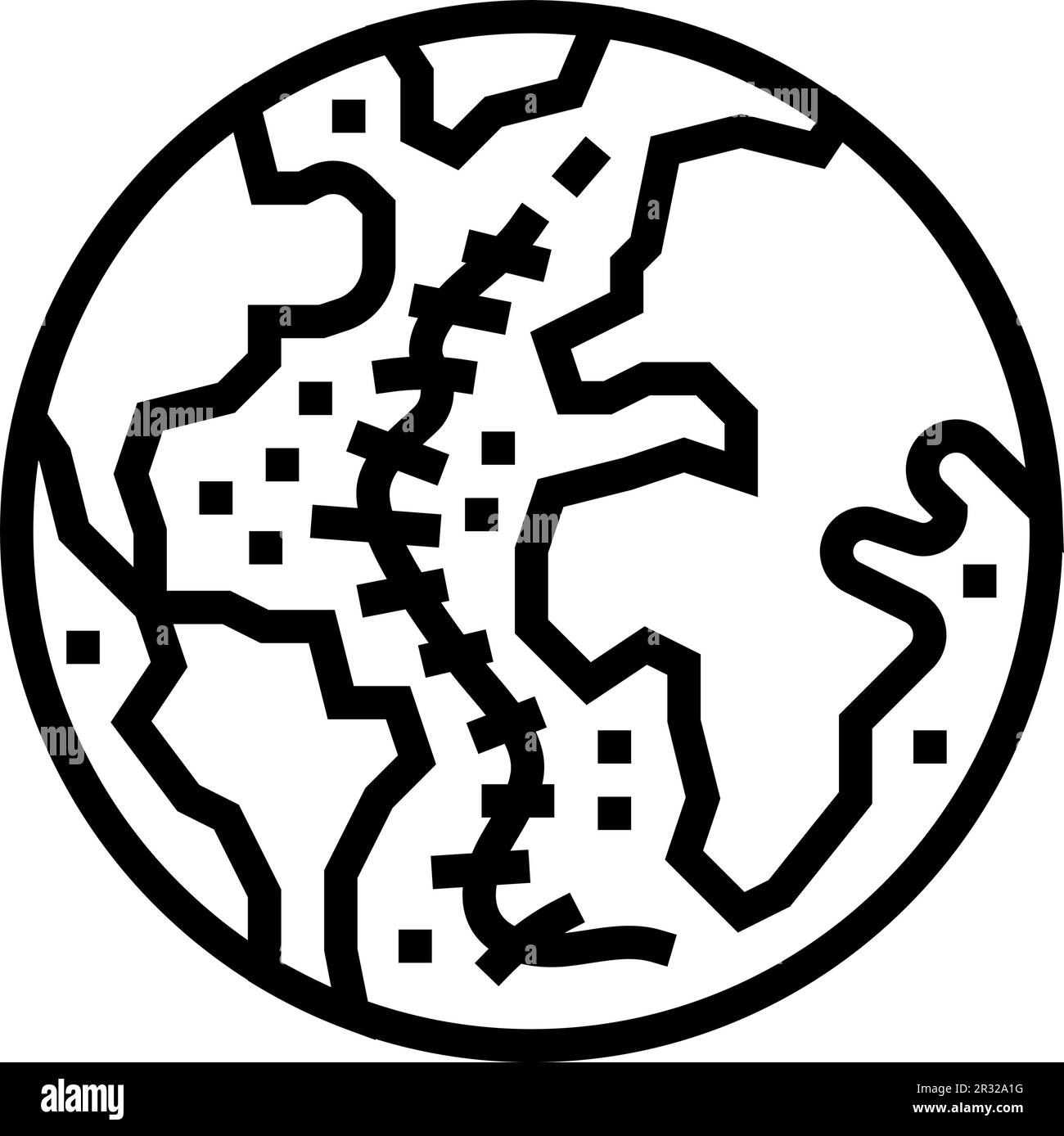 ocean floor mapped future technology line icon vector illustration ...
