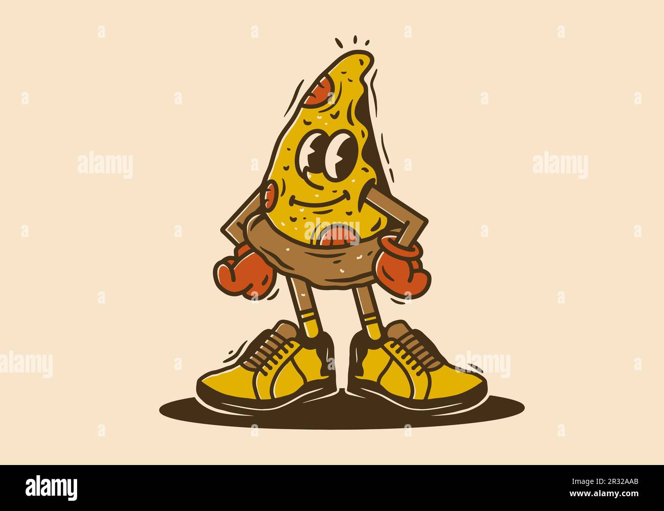 Mascot character design of a pizza slice in an upright standing ...
